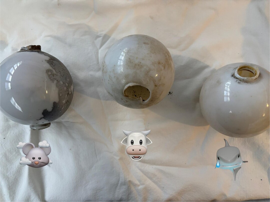 Antique Lightning Rod Accessories- Milk Glass Balls and Various Points ...