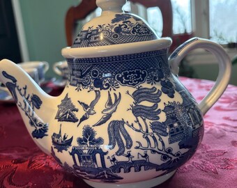 Blue Willow Dinner Plates 10 Churchill Staffordshire Authentic Vintage ...