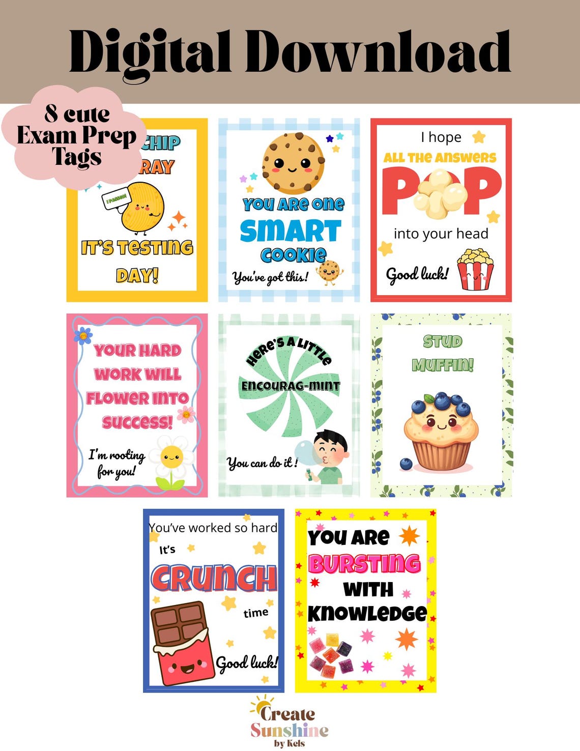 Testing Motivation Treat Tags Printable – Exam Prep Tags for Students ...