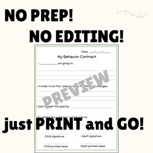 NO PREP Behavior Contract for Kids, Teens - Etsy
