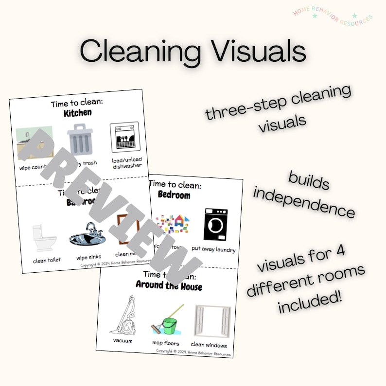 Kids Chore Chart & Earnings Tracker: Visuals for Cleaning (digital ...