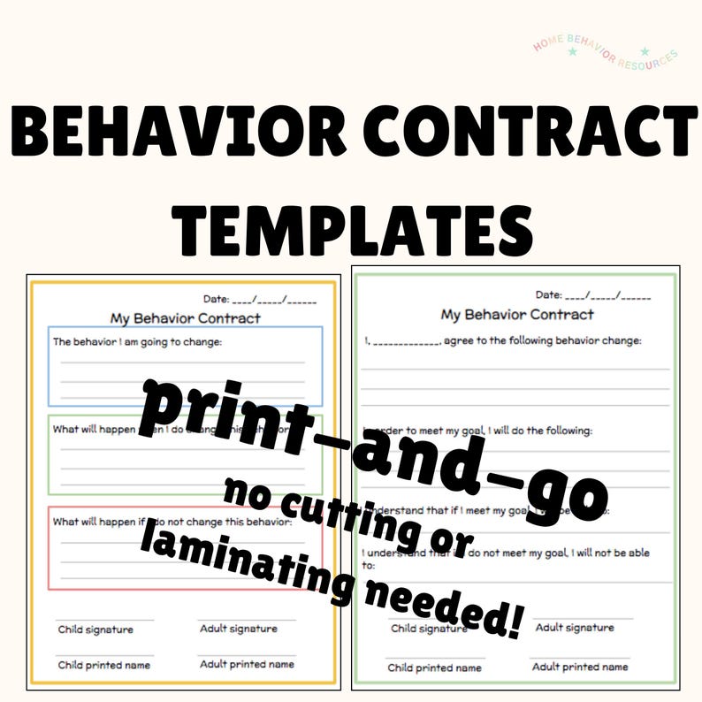 NO PREP Behavior Contract for Kids, Teens - Etsy
