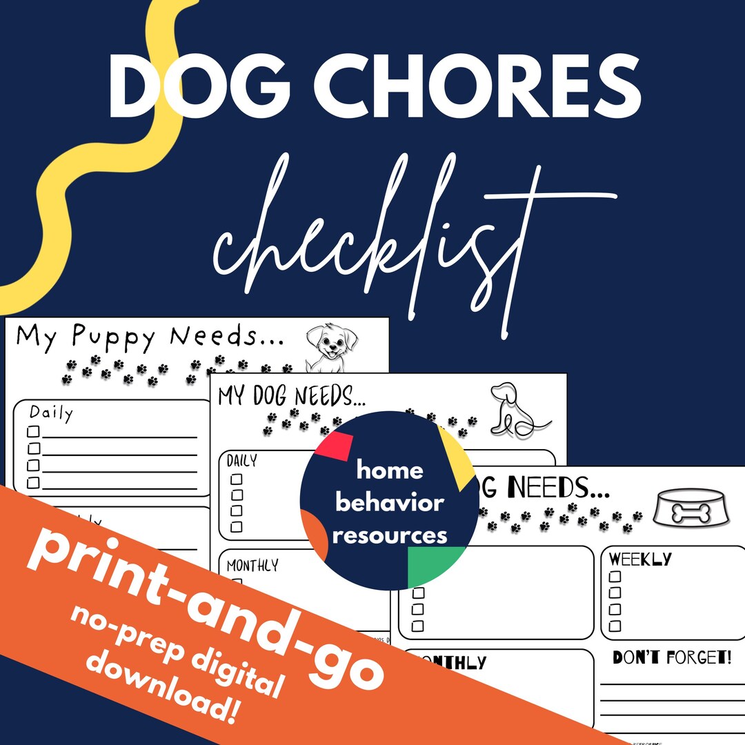 Dog Puppy Daily Chore Chart for Kids Weekly Responsibility Monthly ...