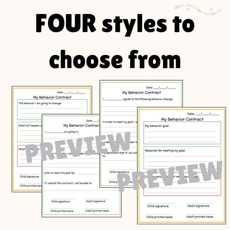 NO PREP Behavior Contract for Kids, Teens - Etsy