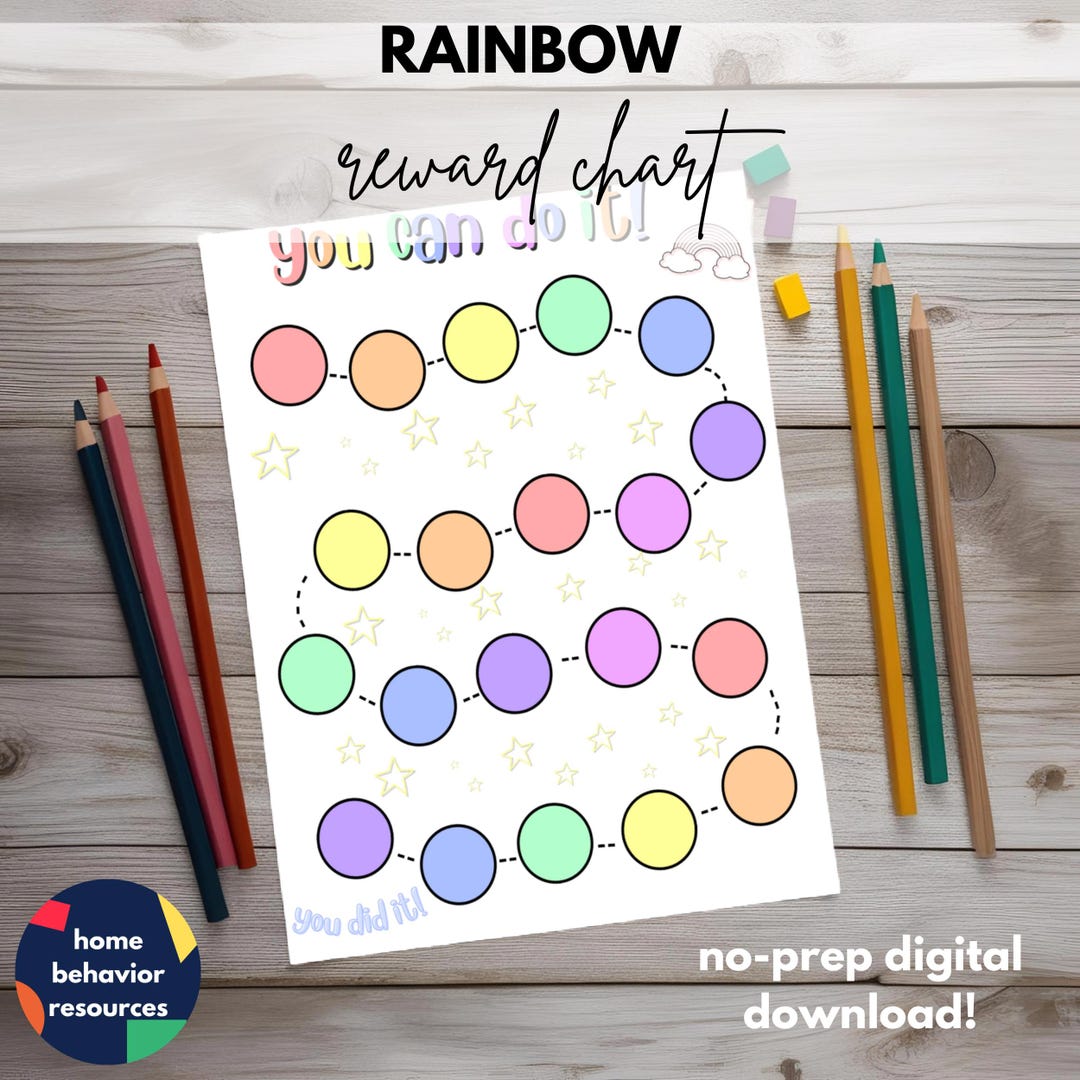 Rainbow Reward Chart Printable NO PREP for Kids Girls Boys Toddlers ...