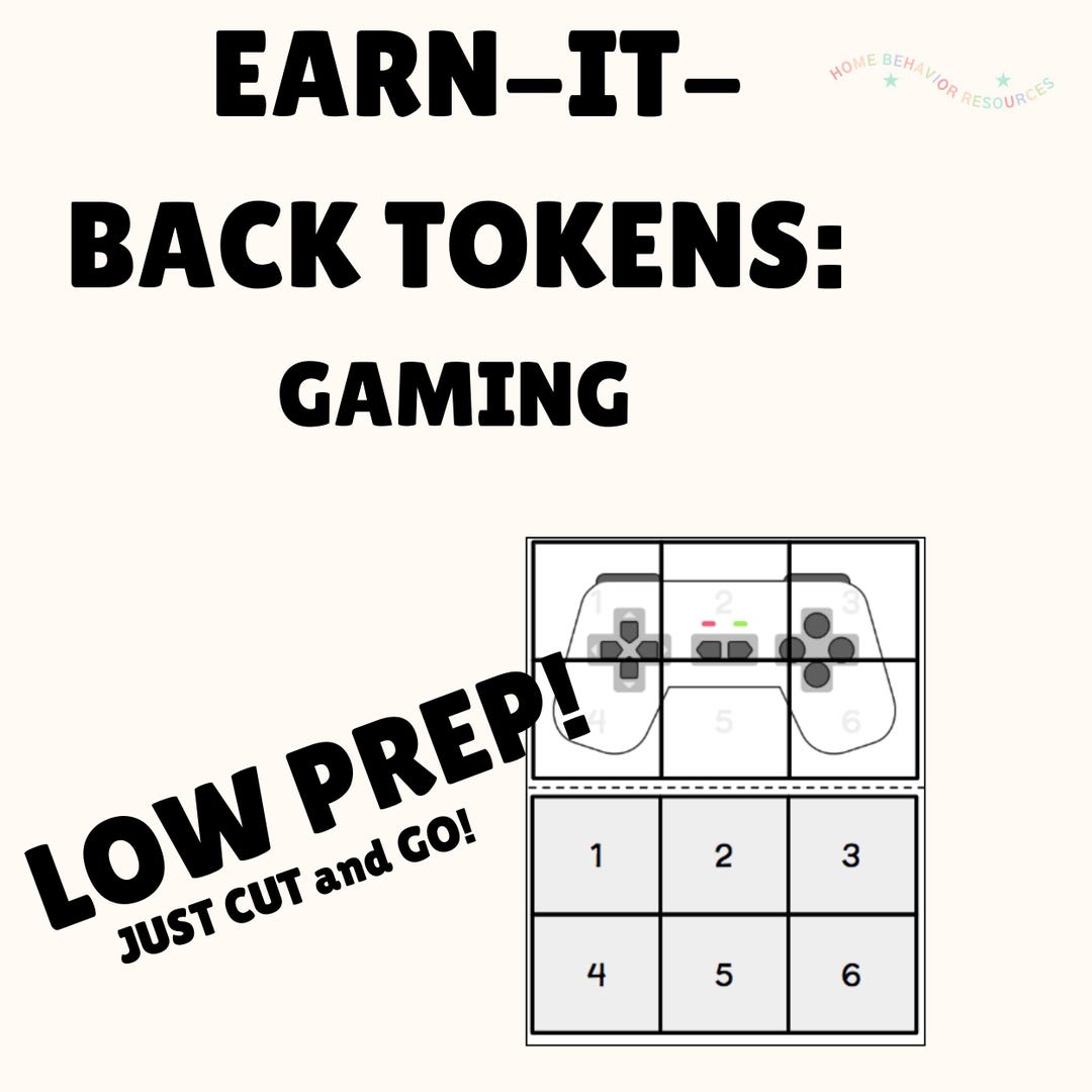 EARN It BACK GAMING Tokens for Teens, Kids Low Prep Consequence - Etsy