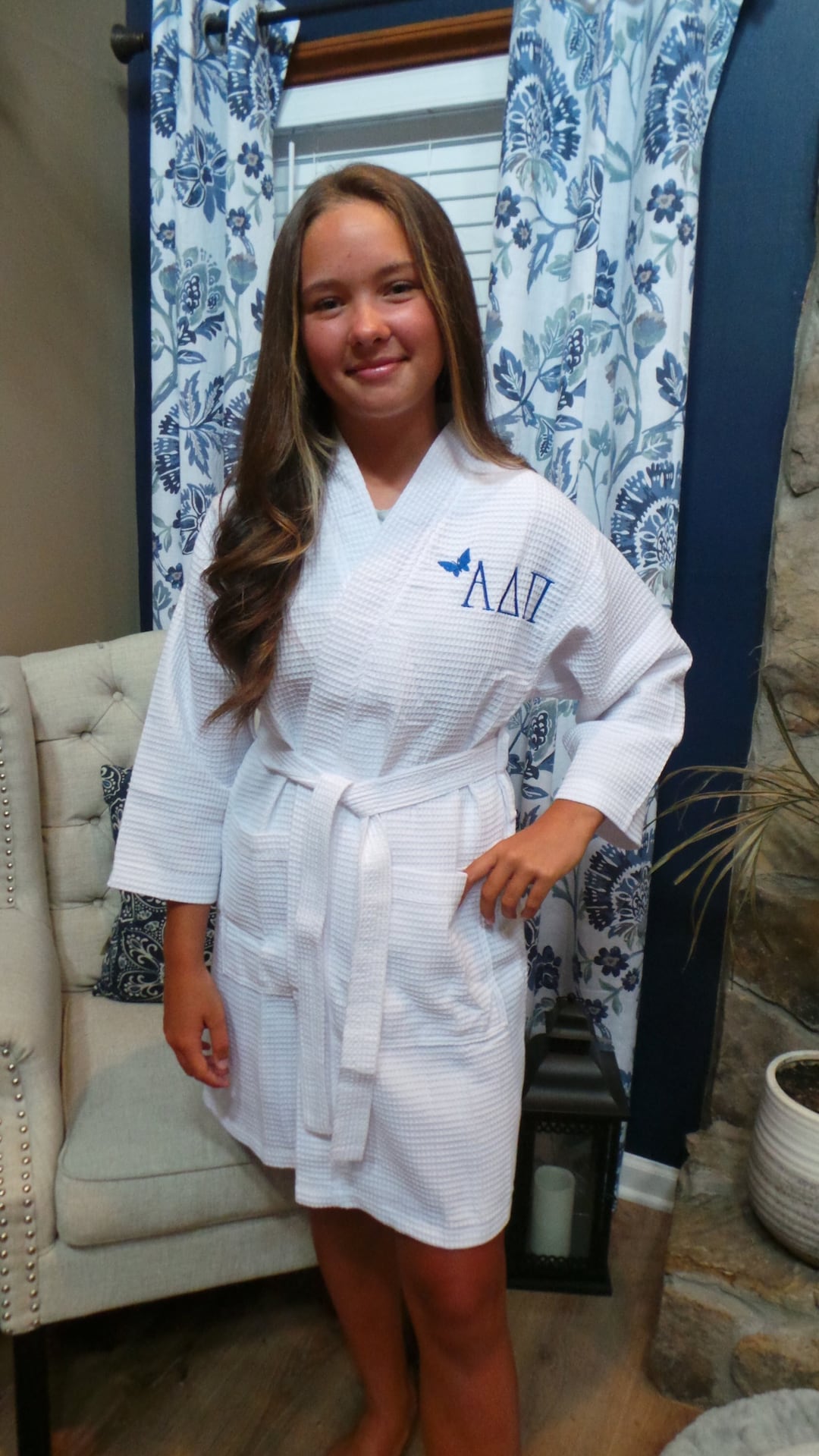 Personalized Robe, Waffle Weave Knee Length,college Robe, Monogrammed ...