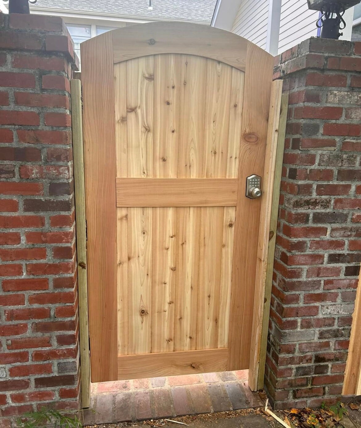 Arch-top Cedar Wood Door – Rustic Two Panel Design for Interior or ...