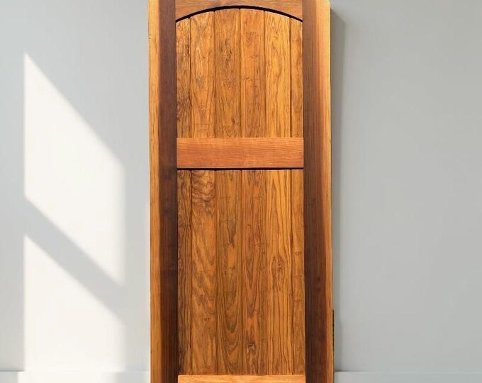 Arch-top Cedar Wood Door – Rustic Two Panel Design for Interior or ...
