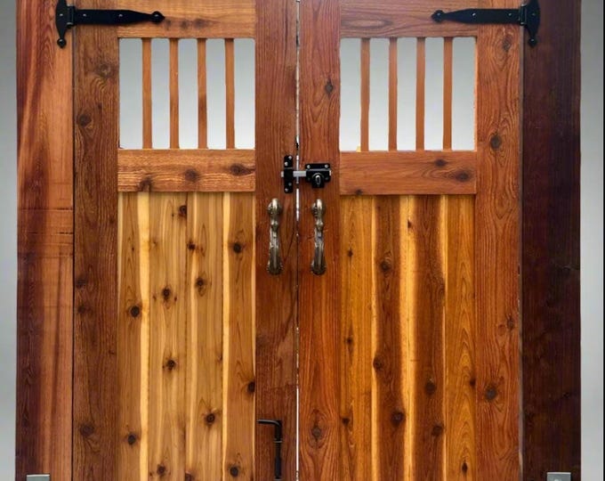 Handcrafted Rustic Cedar Wood Gate/door/double Door With Decorative ...
