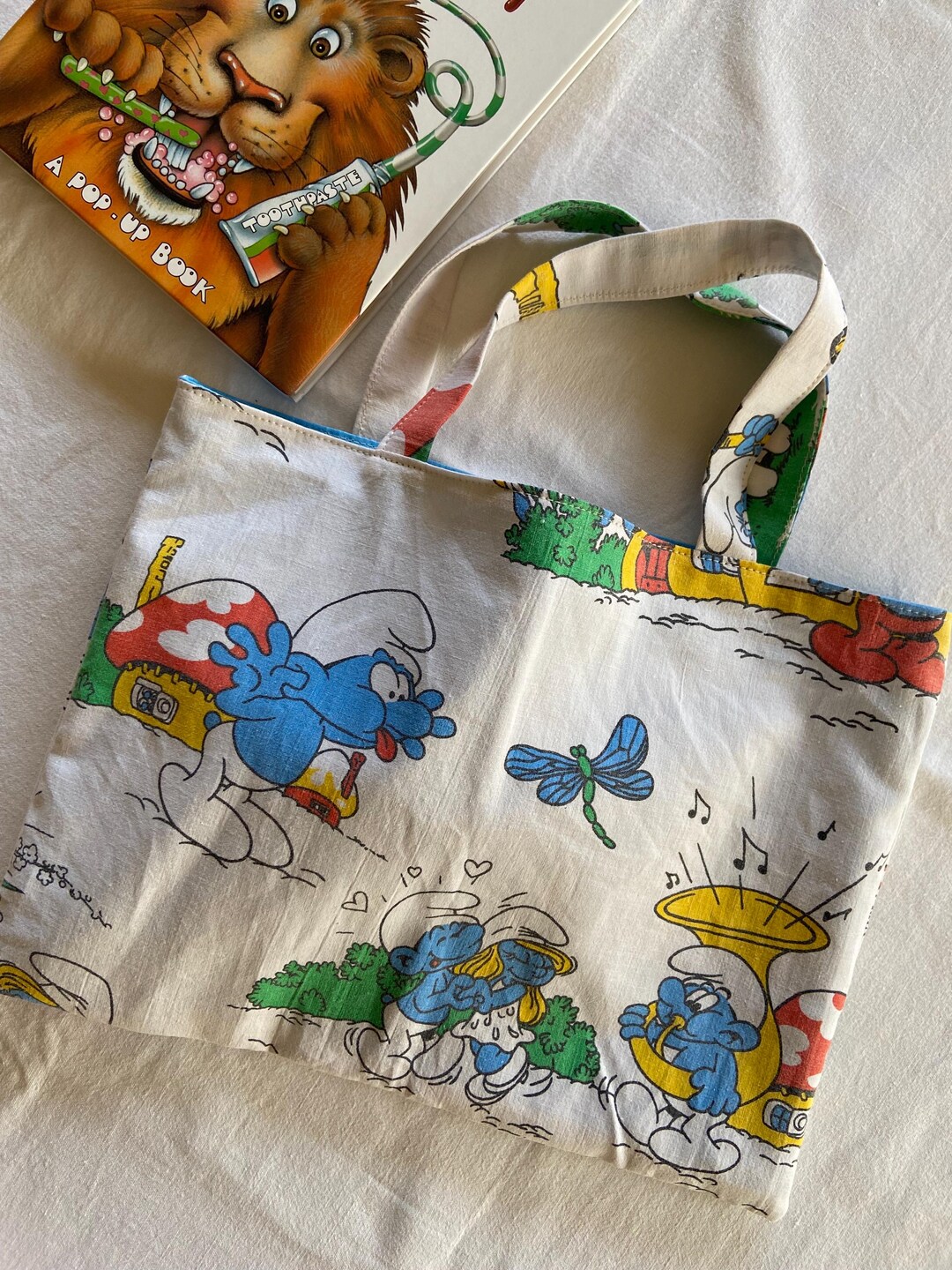 Smurf Walking Bag Made by Vintage Fabric - Etsy