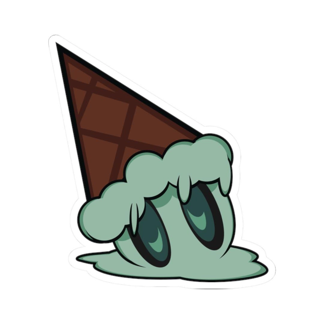 Sad Melting Ice Cream Green Sticker - Peel and Stick Vinyl Decal ...