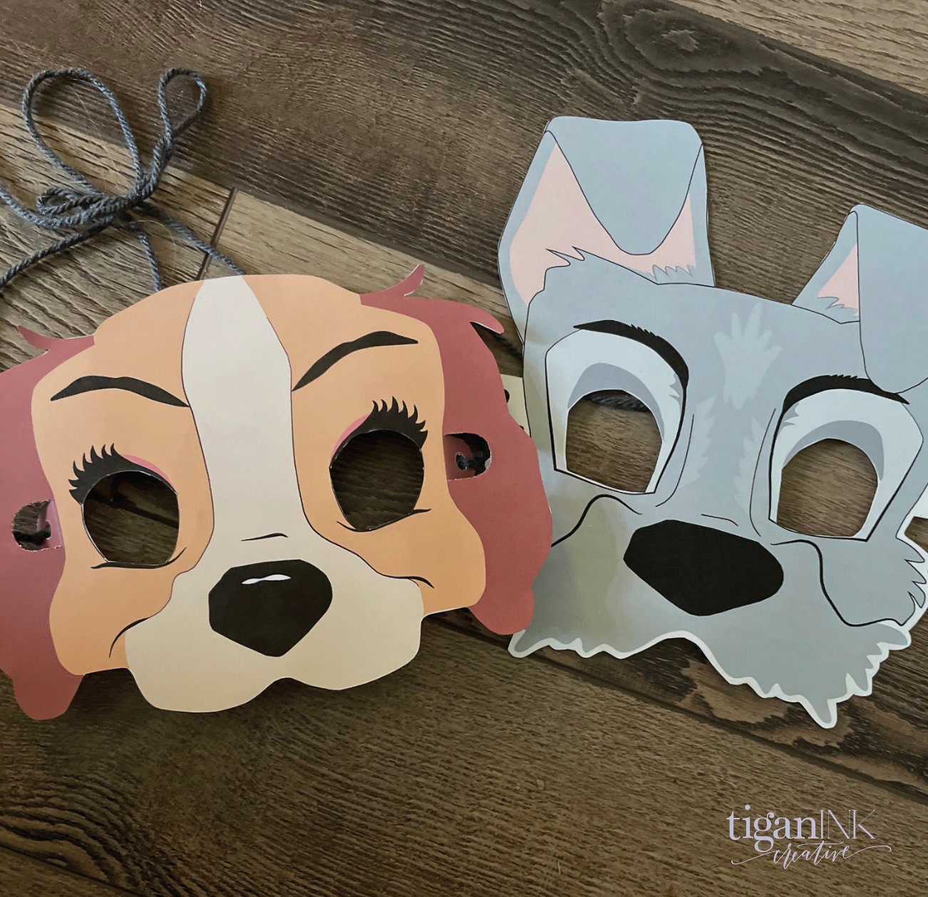 Printable Lady and the Tramp Inspired Masks, Costume Printable Mask ...