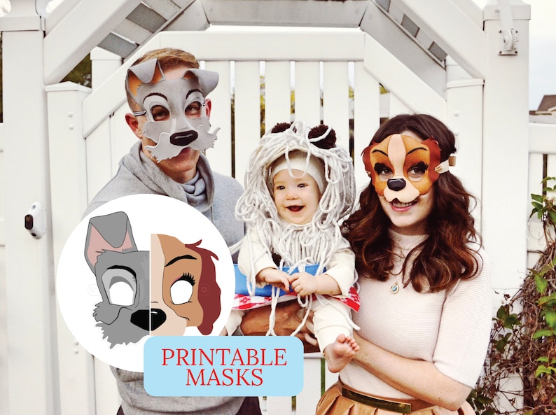 Printable Lady and the Tramp Inspired Masks, Costume Printable Mask ...