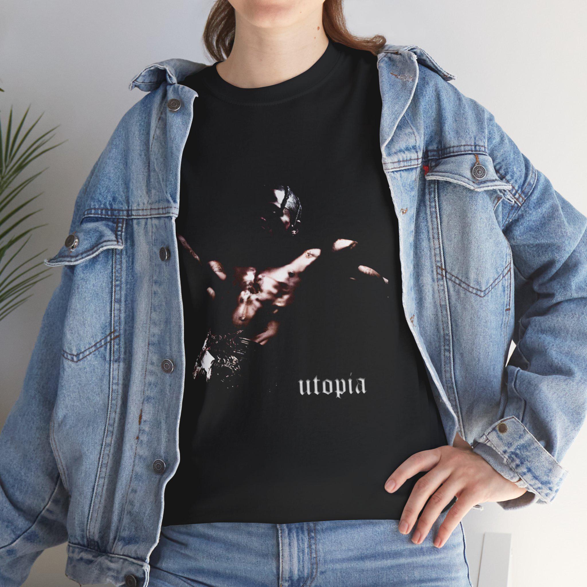 Travis Scott Utopia Album T-shirt Hip-hop Merch, Bold Streetwear Rap ...