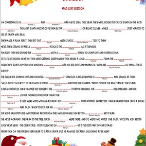 Christmas Santa Mad Libs Activity for Kids Printable Holiday Game 2 ...