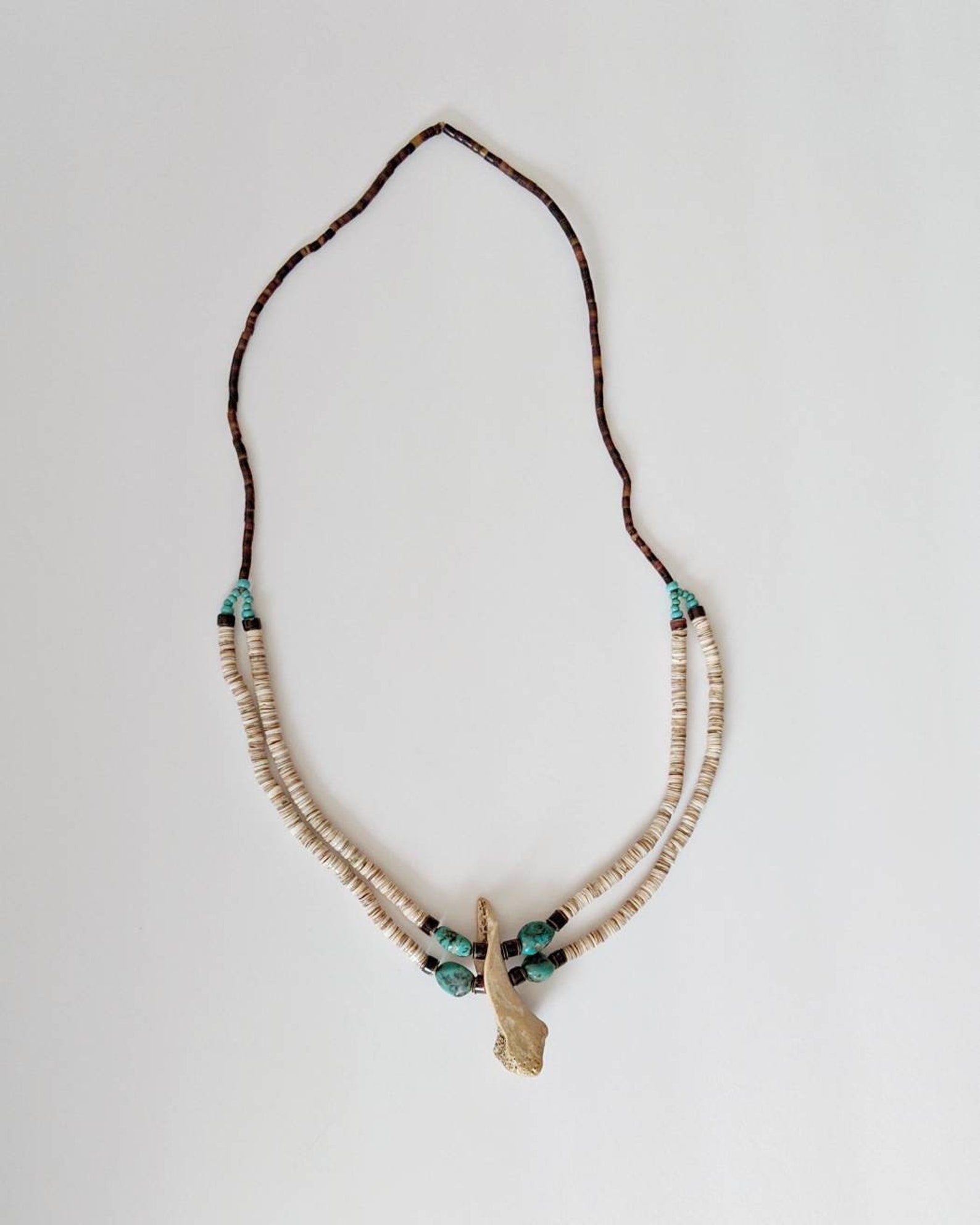 Native American Style Necklace / Bone / Shell / Turquoise / | Etsy
