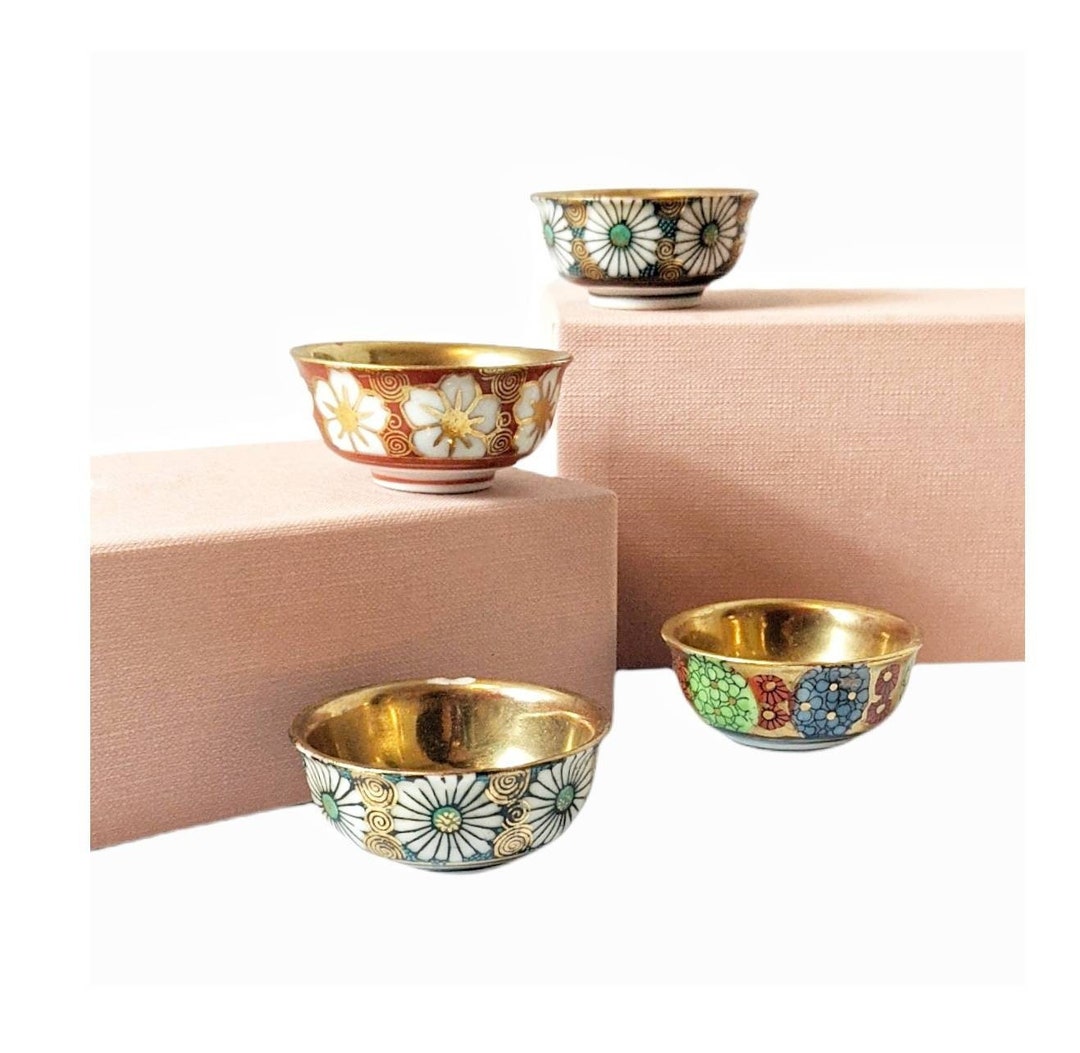 Japanese Small Bowls / Ring Bowl / Floral / Porcelain / Gold Tone ...