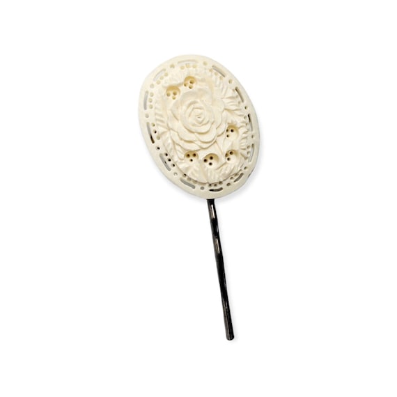 Large Bone Hairpin / Carved / Ivory color / Something… - Gem