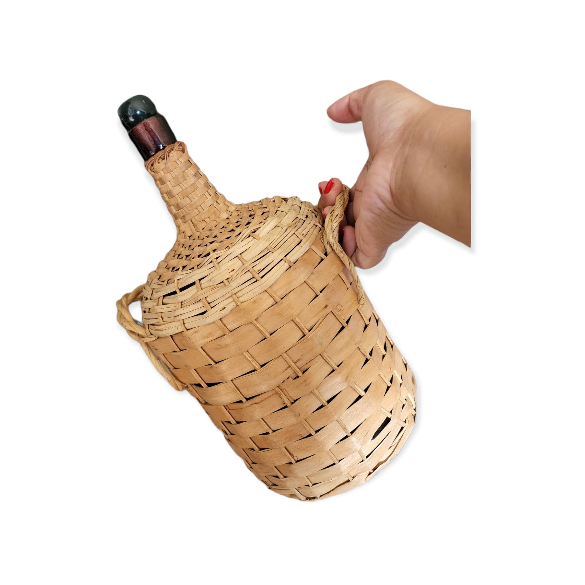 Wicker Demijohn Wine Bottle / Handles / Carboy / Woven / Shelf Decor ...