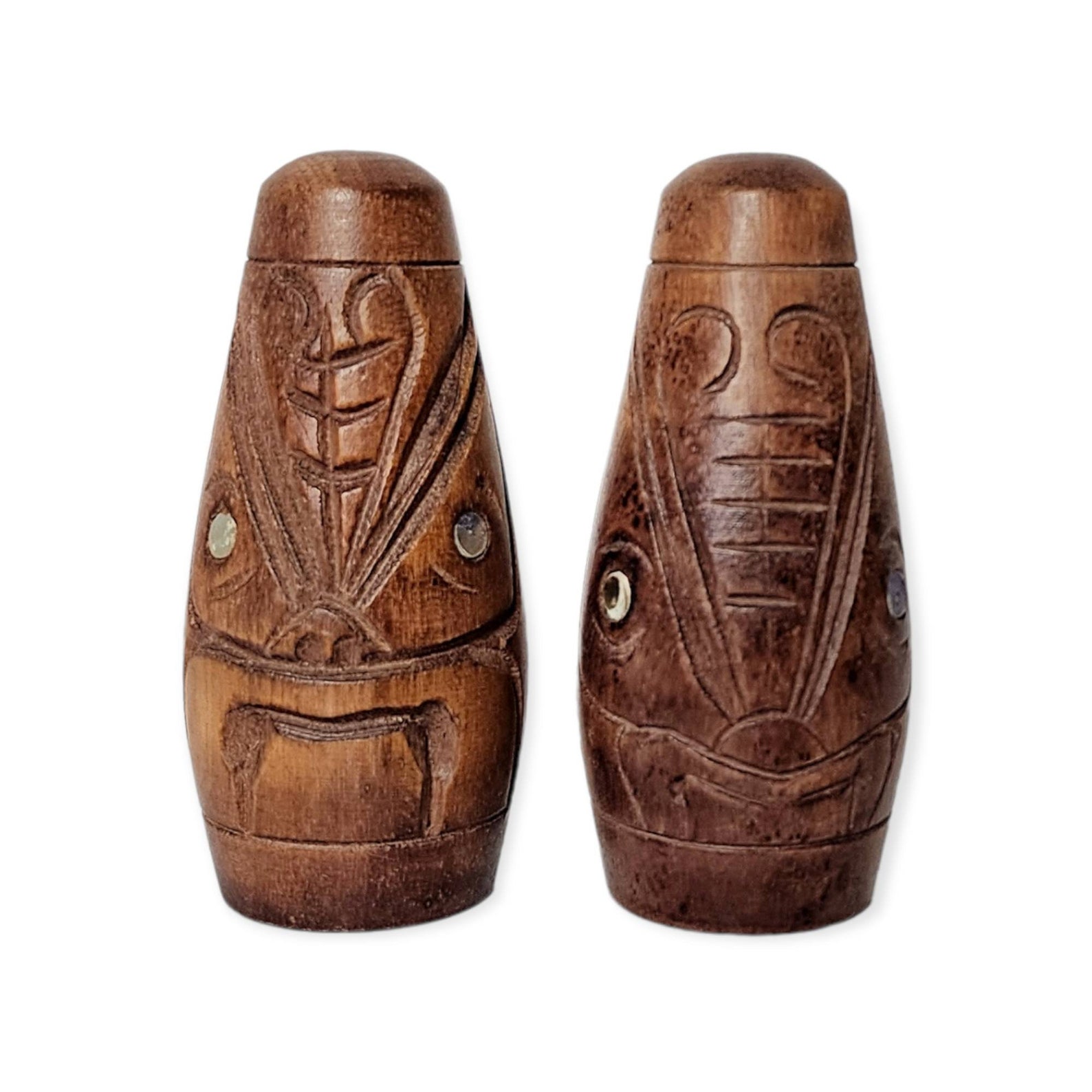 Maori Tiki Salt and Pepper Shakers / Maori / Paua Shell Eyes / - Etsy