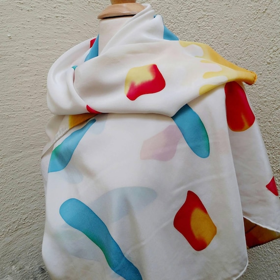 GEOMETRIC ABSTRACT SCARF- 1980s, Bold, Shapes, Natura… - Gem