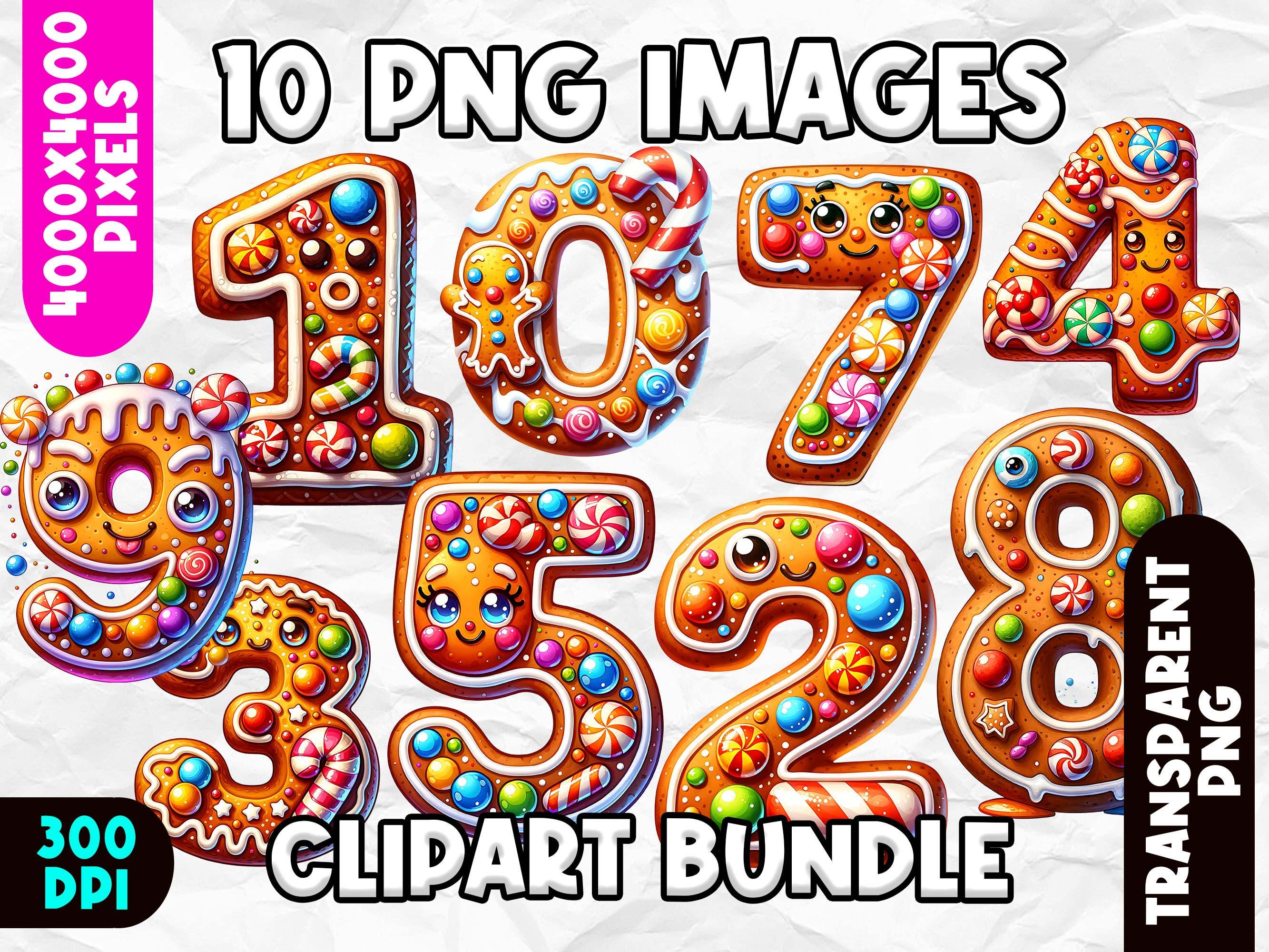 Gingerbread Number Clipart, Cute Gingerbread, Holiday Number Clipart ...