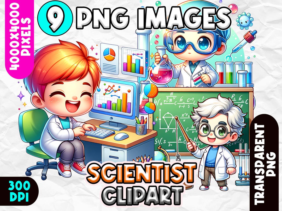 Scientist Clipart PNG, Fun Lab Clipart, Science Themed Graphics, Cute ...