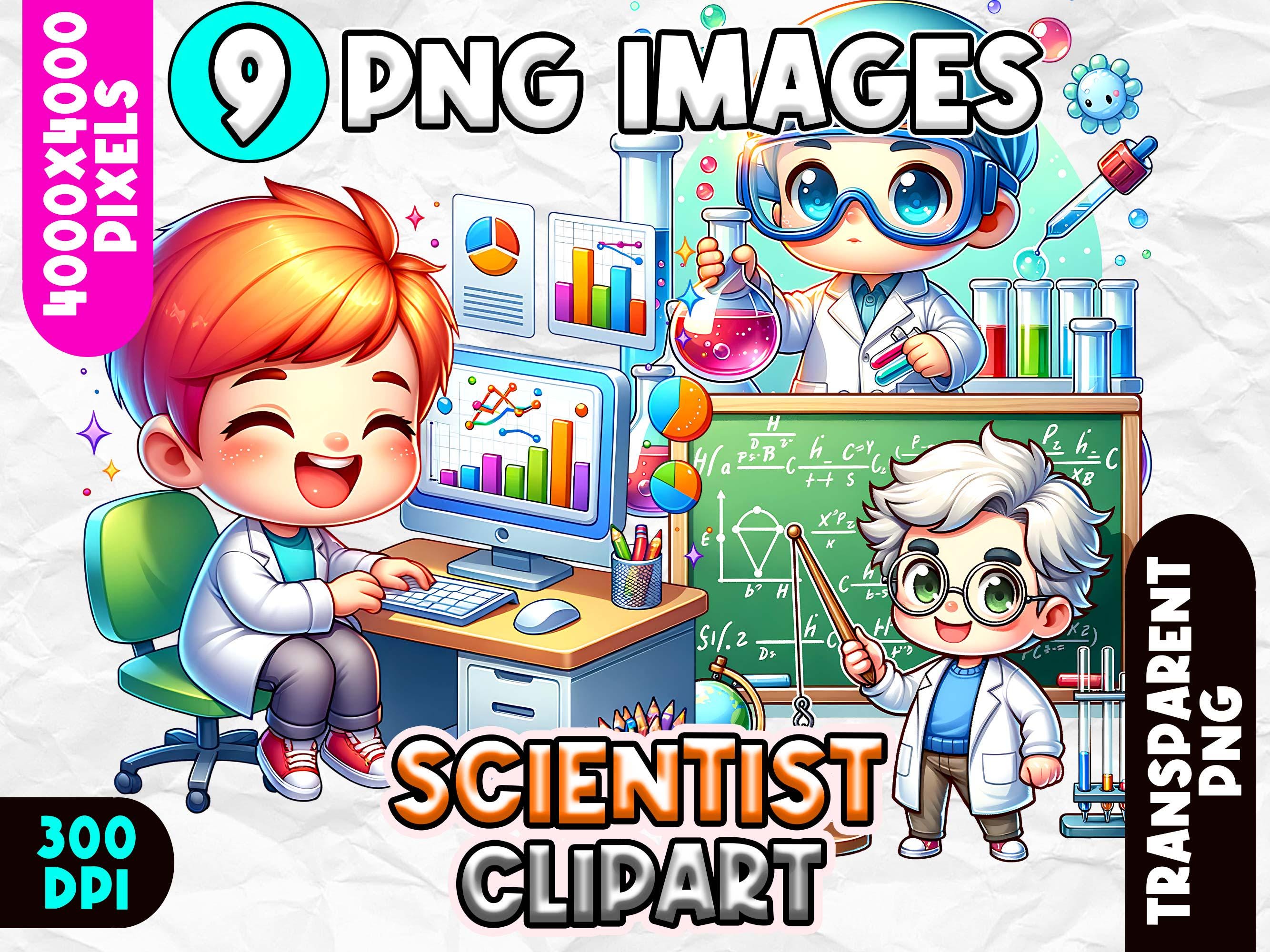 Scientist Clipart PNG, Fun Lab Clipart, Science Themed Graphics, Cute ...