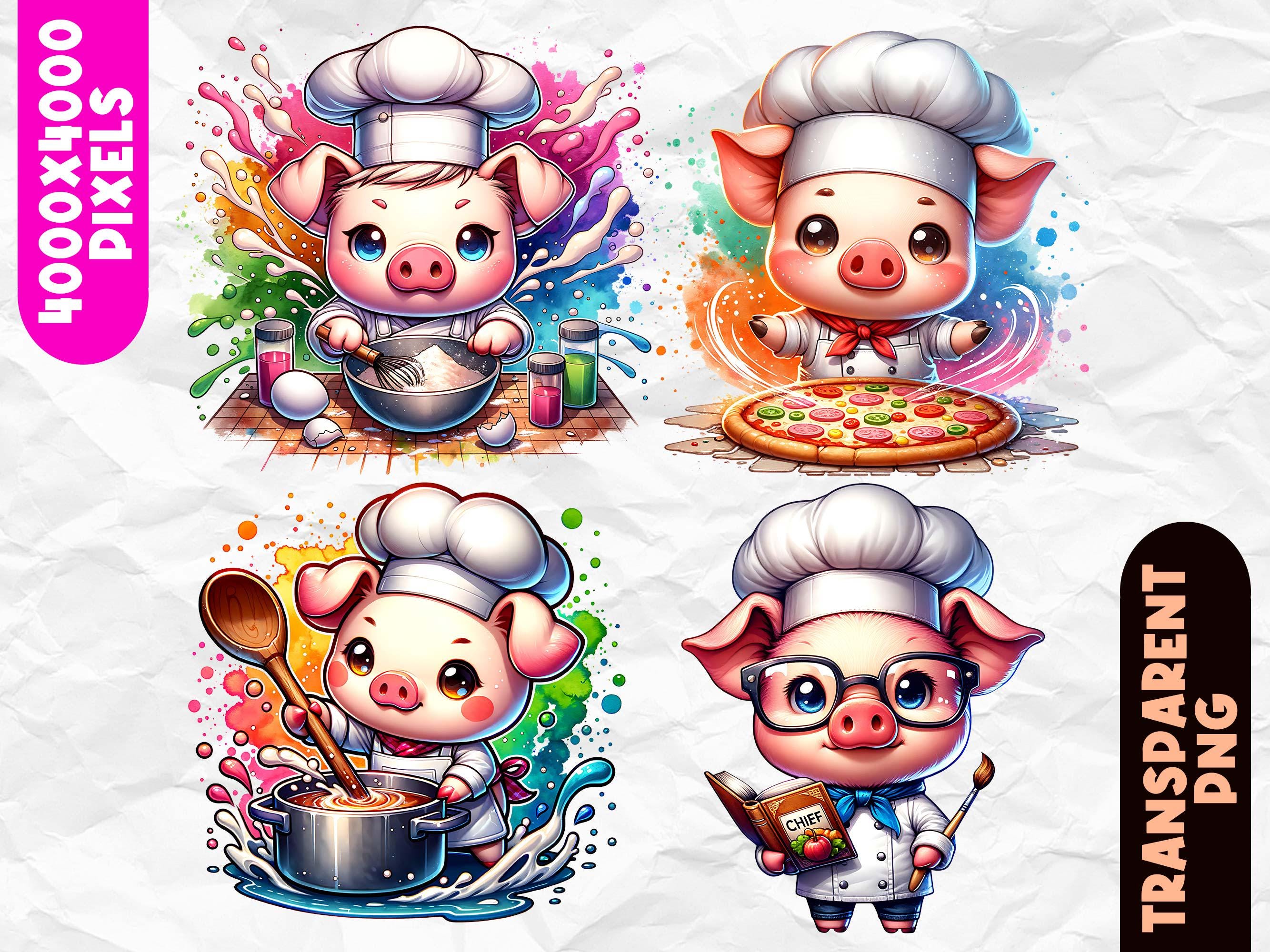 Chef Pig Clipart, Funny Pig Art, Cooking Pig Clipart, Chef Pig PNG, Pig ...