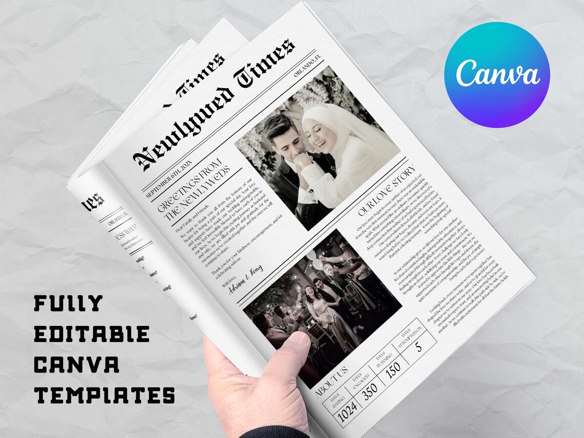 Folded Wedding Newspaper Template, Editable Newspaper Wedding Newspaper ...