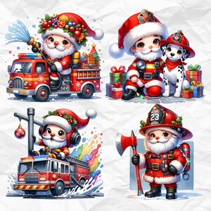 Christmas Firefighter Clipart, Cute Fireman PNG, Holiday Firefighter ...