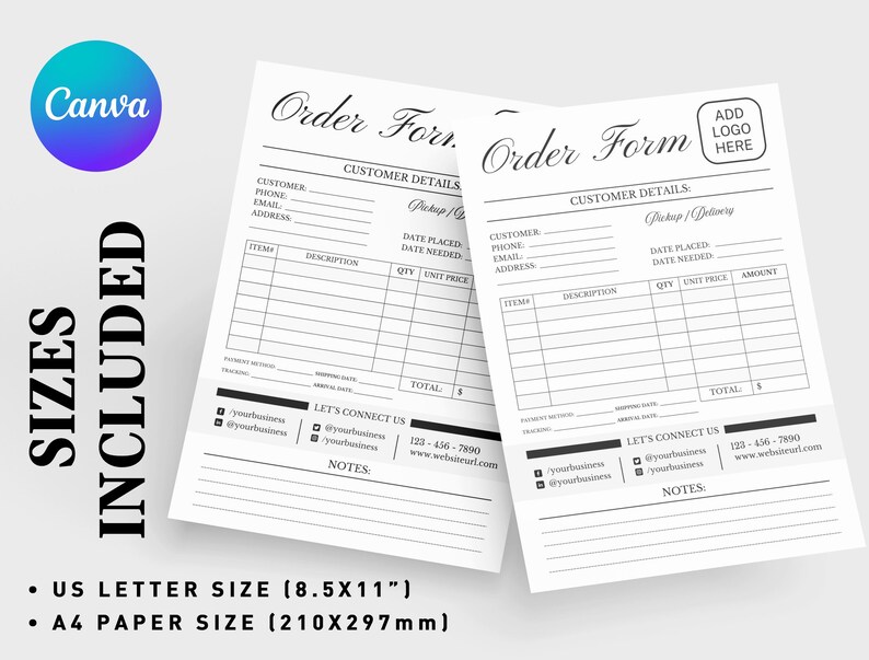 Order Form Template, Custom Order Form, Small Business Order Form ...