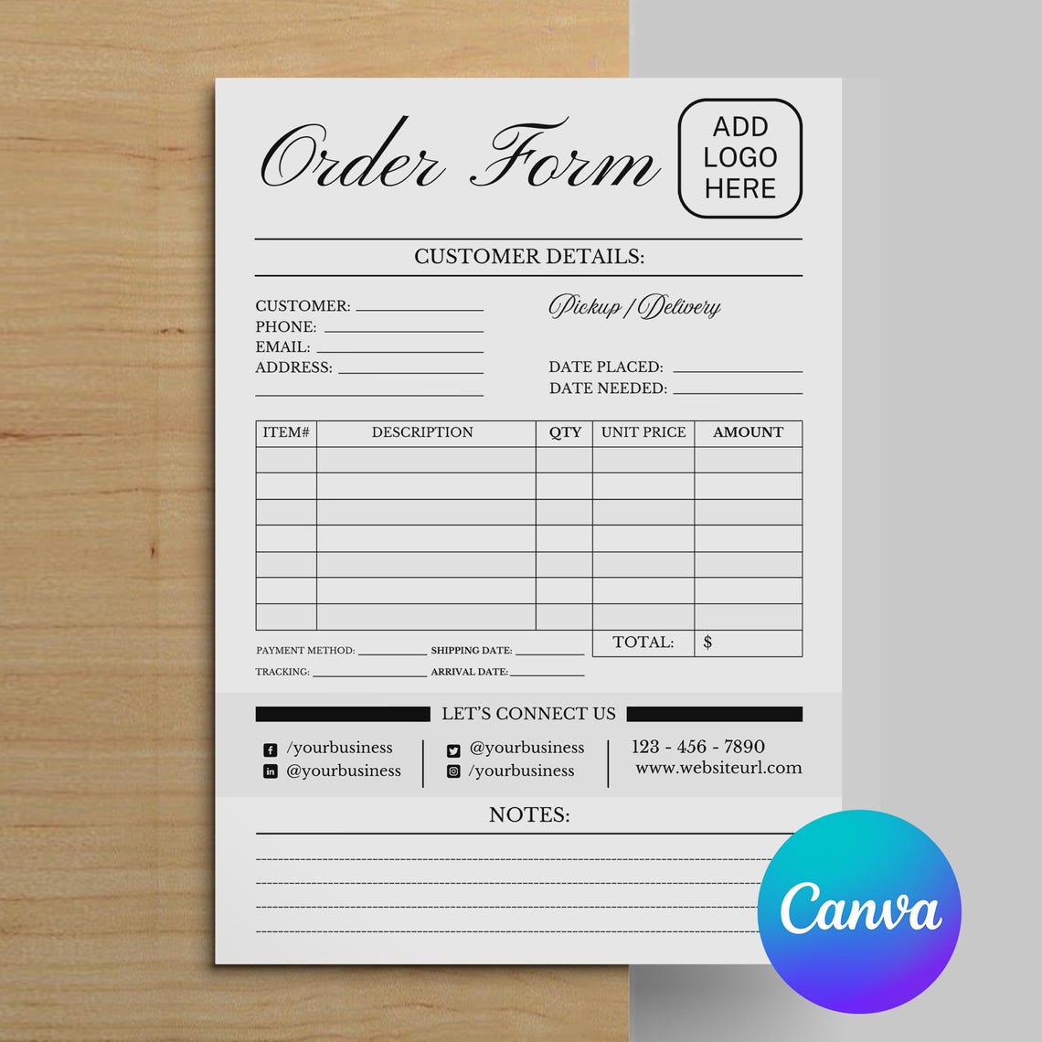 Order Form Template, Custom Order Form, Small Business Order Form ...
