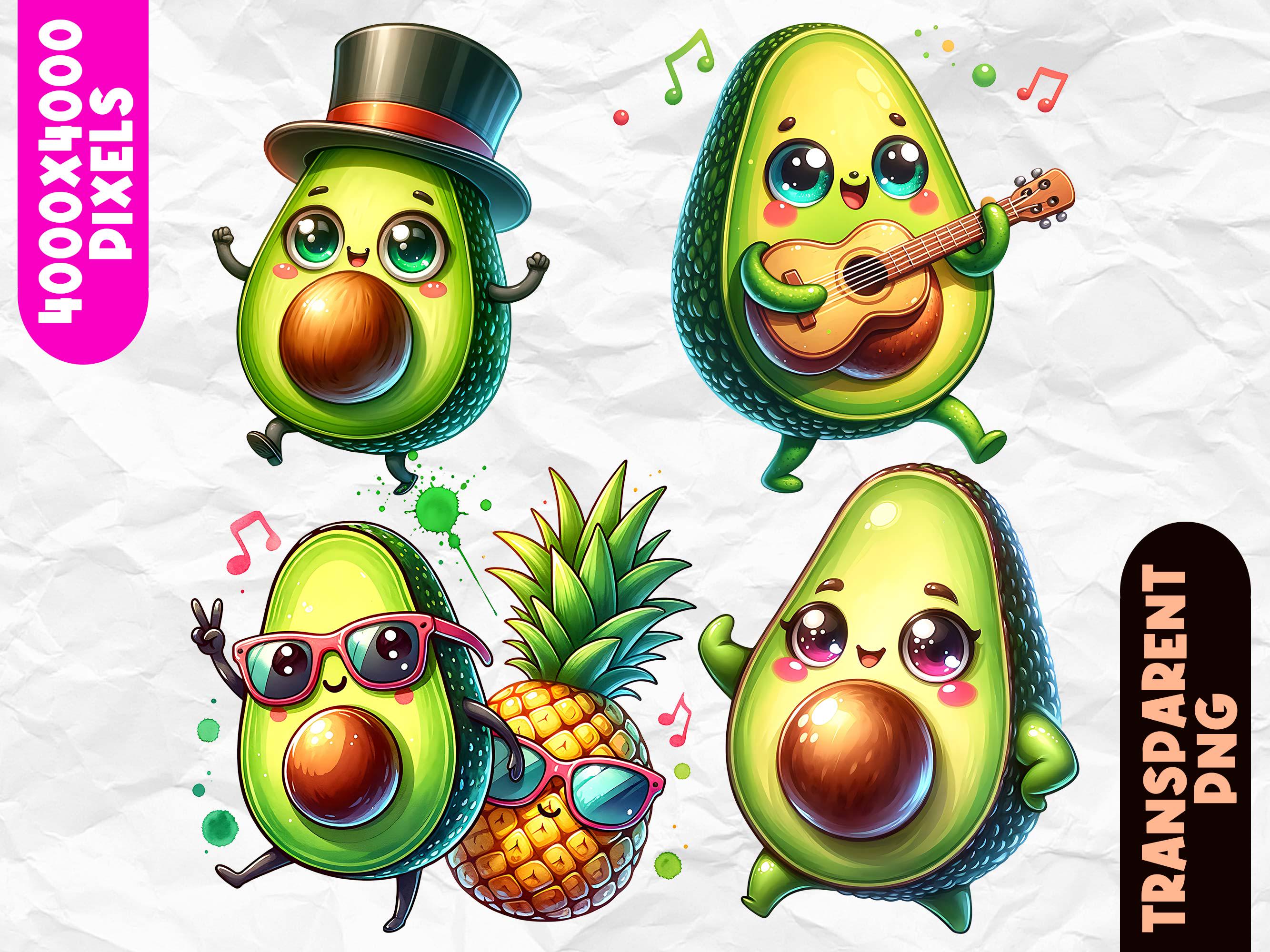 Dancing Avocado Clipart, Playful Avocado PNG, Cute Food Graphics, Funny ...
