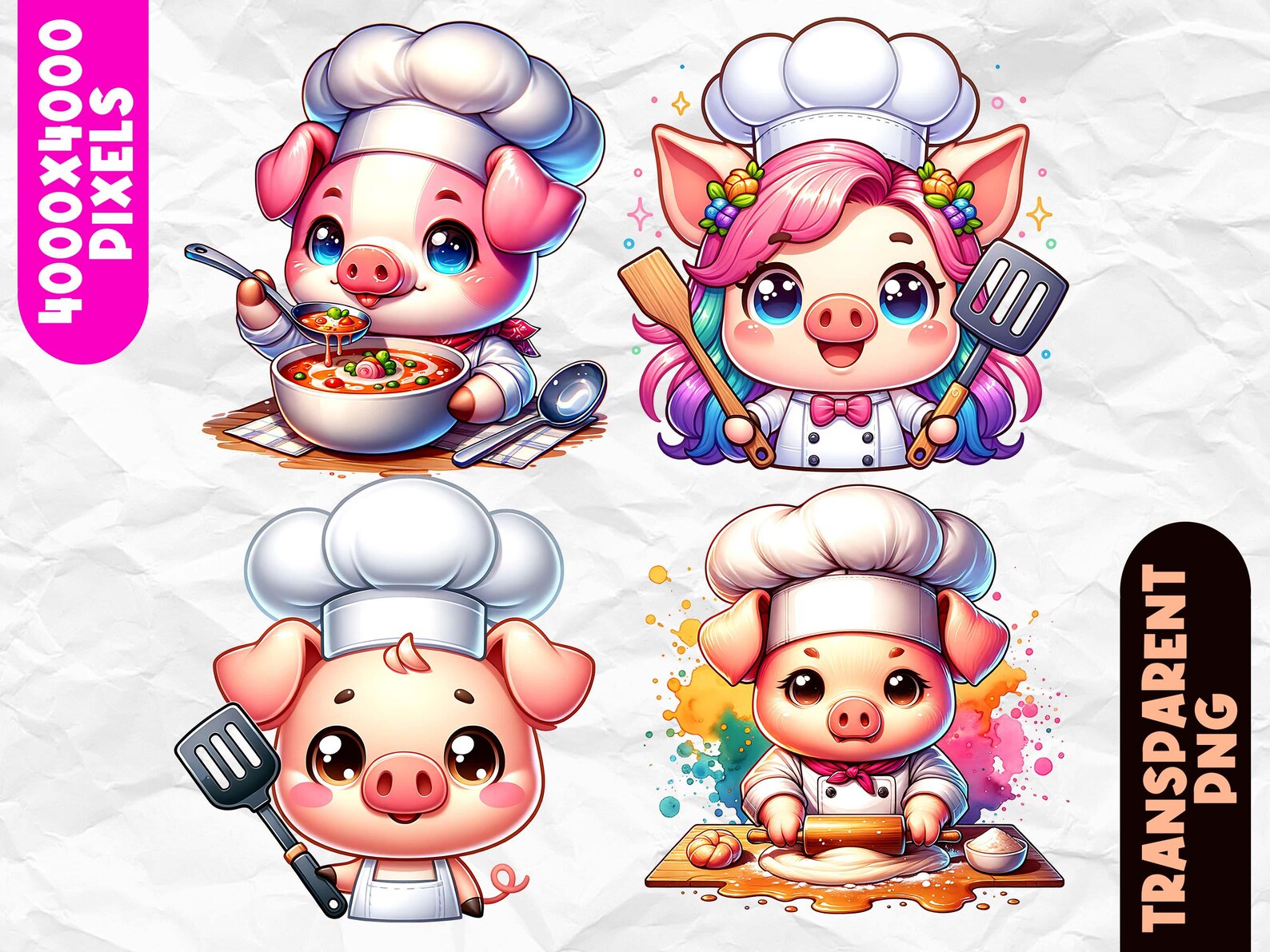 Chef Pig Clipart, Funny Pig Art, Cooking Pig Clipart, Chef Pig PNG, Pig ...