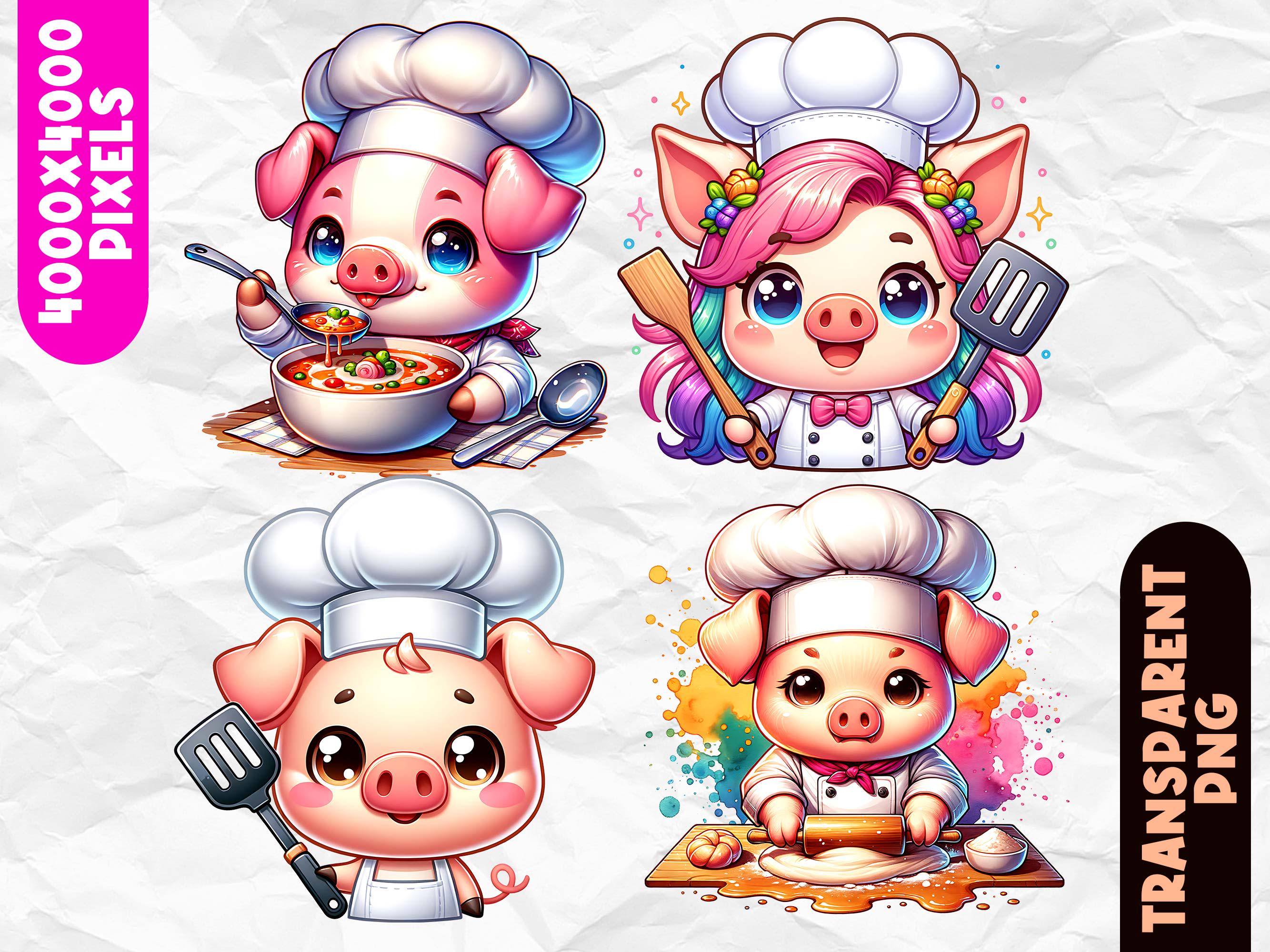 Chef Pig Clipart, Funny Pig Art, Cooking Pig Clipart, Chef Pig PNG, Pig ...