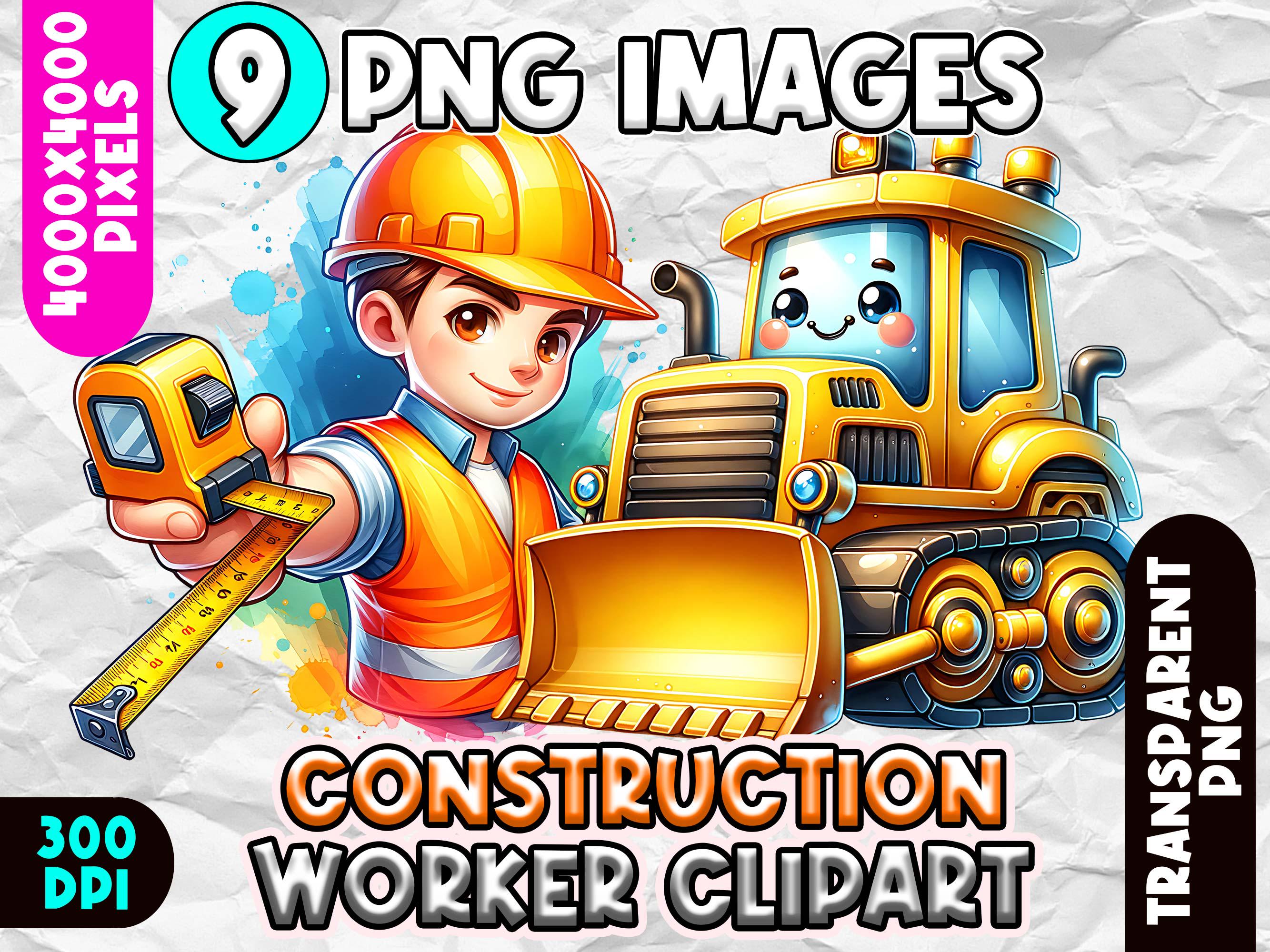Construction Worker Clipart, Cute Builder PNG, Heavy Equipment Graphics ...