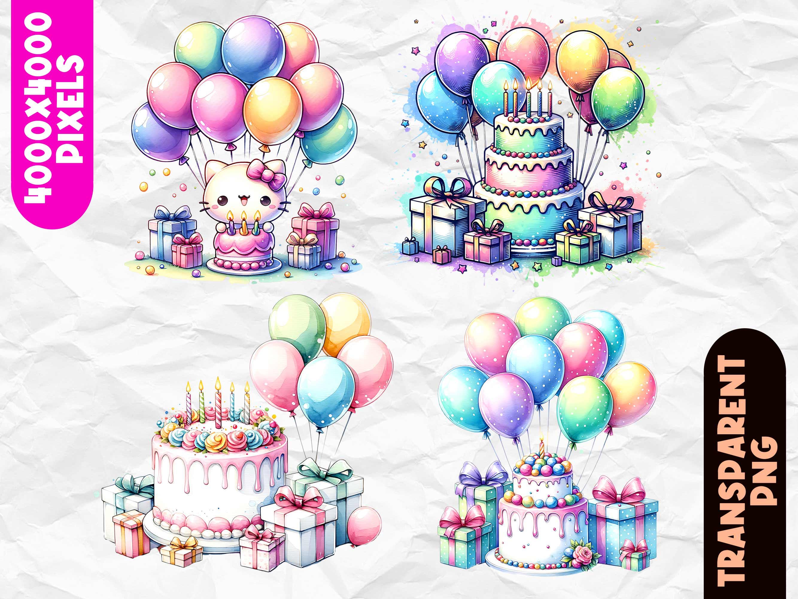 Birthday Cake Clipart, Birthday Party Graphics, PNG Cake Art, Colorful ...