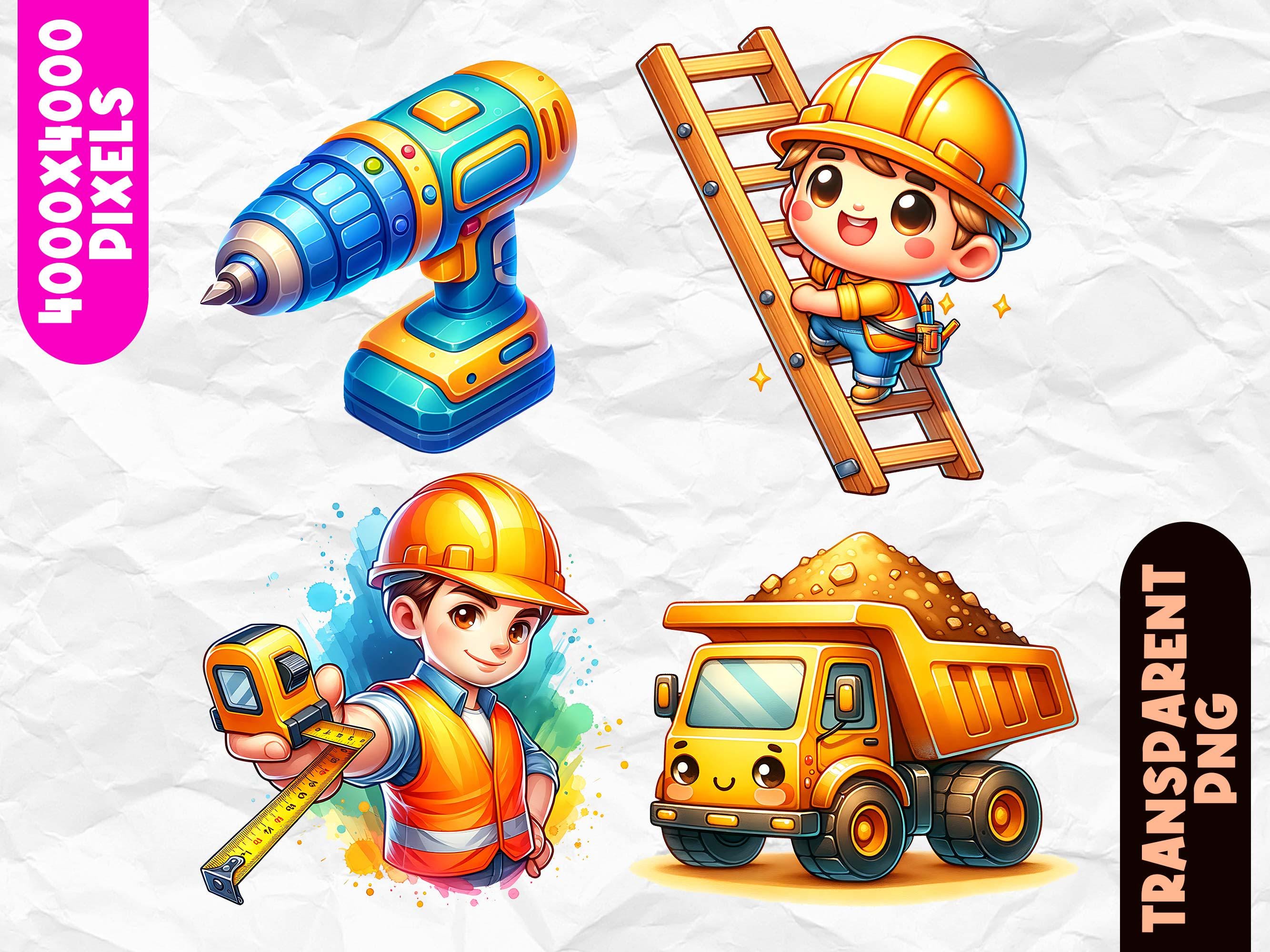 Construction Worker Clipart, Cute Builder PNG, Heavy Equipment Graphics ...