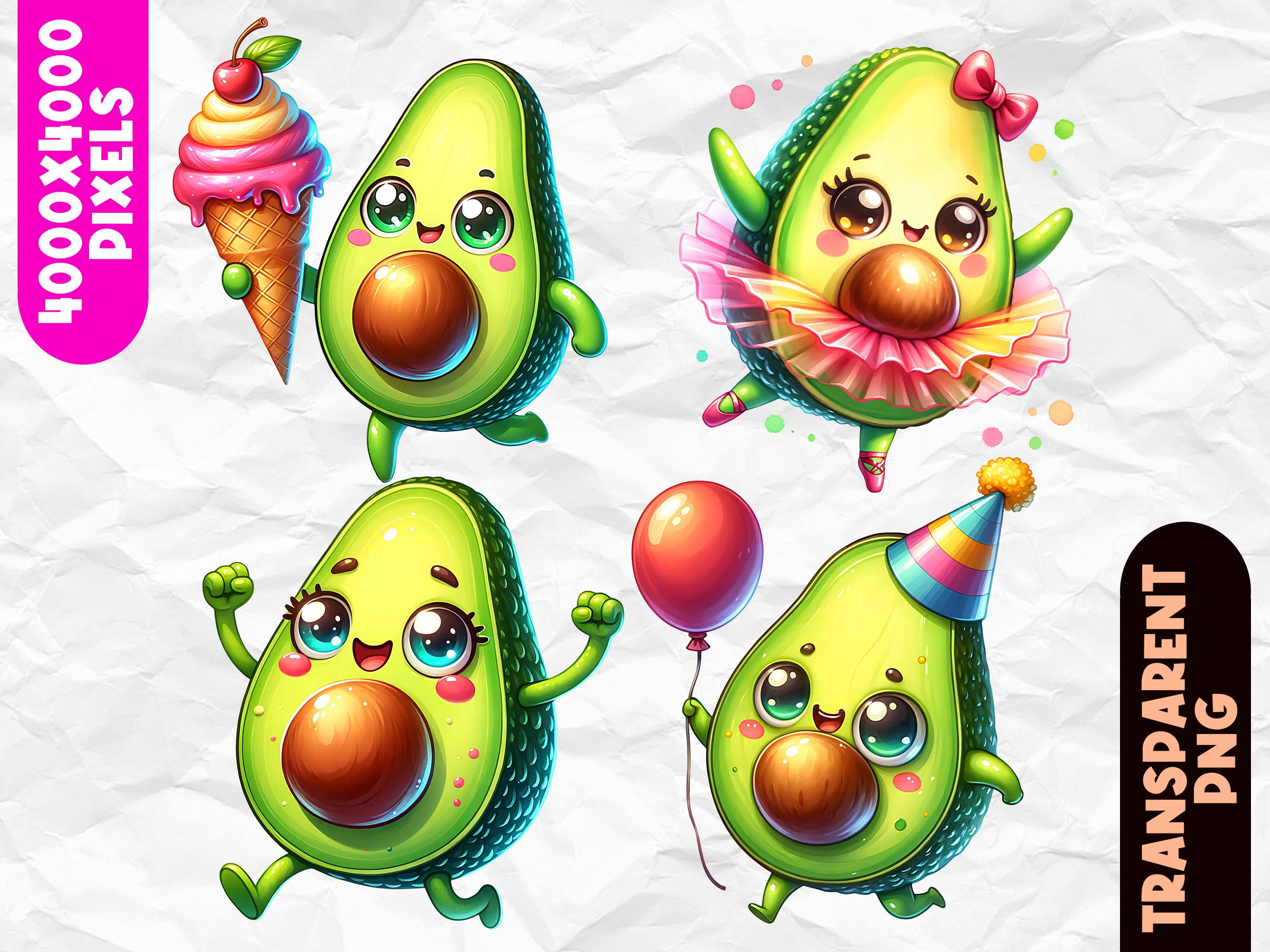 Dancing Avocado Clipart, Playful Avocado PNG, Cute Food Graphics, Funny ...