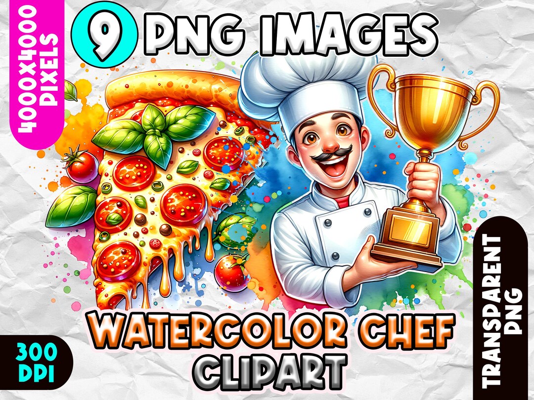 Chef Clipart, Watercolor Chef Graphics, Cute Chef Clip Art PNG, Cooking ...