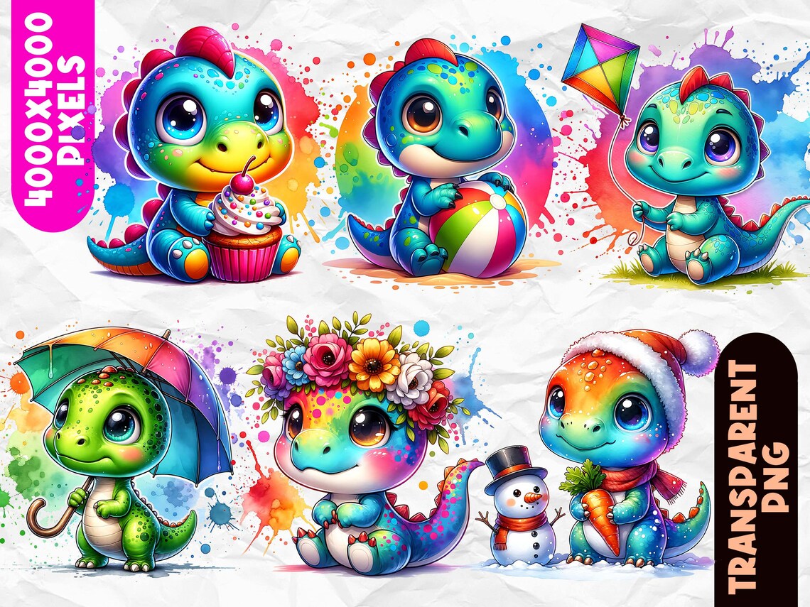 Baby Dinosaur Clipart, Dino PNG, Baby Dinosaur Art, Dinosaur Clipart ...