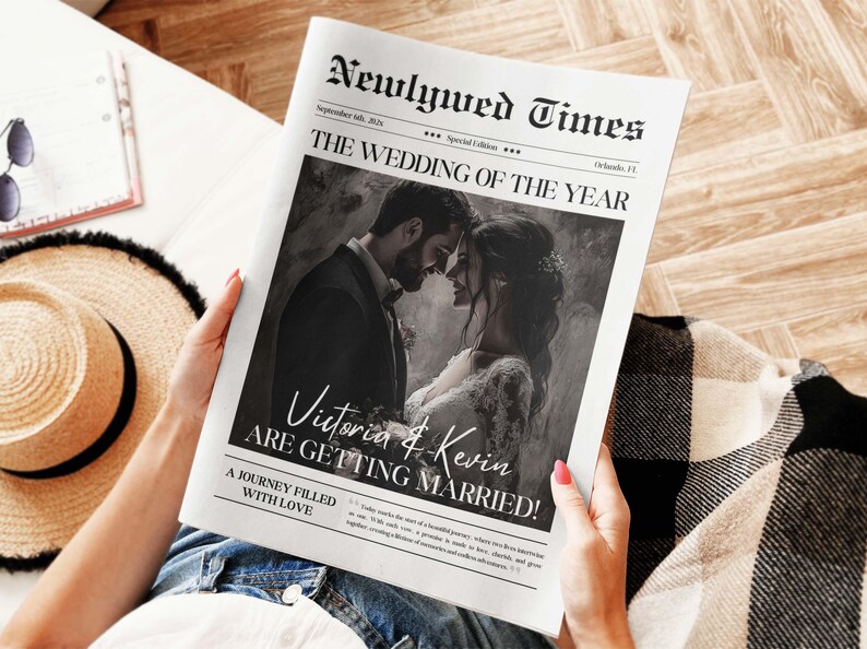 Wedding Newspaper Template, Newspaper Wedding Program, DIY Newspaper ...