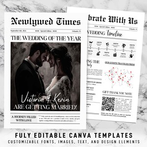 Wedding Newspaper Template, Newspaper Wedding Program, DIY Newspaper ...