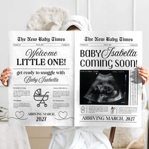 Canva Newspaper Pregnancy Announcement, Large Pregnancy Reveal ...