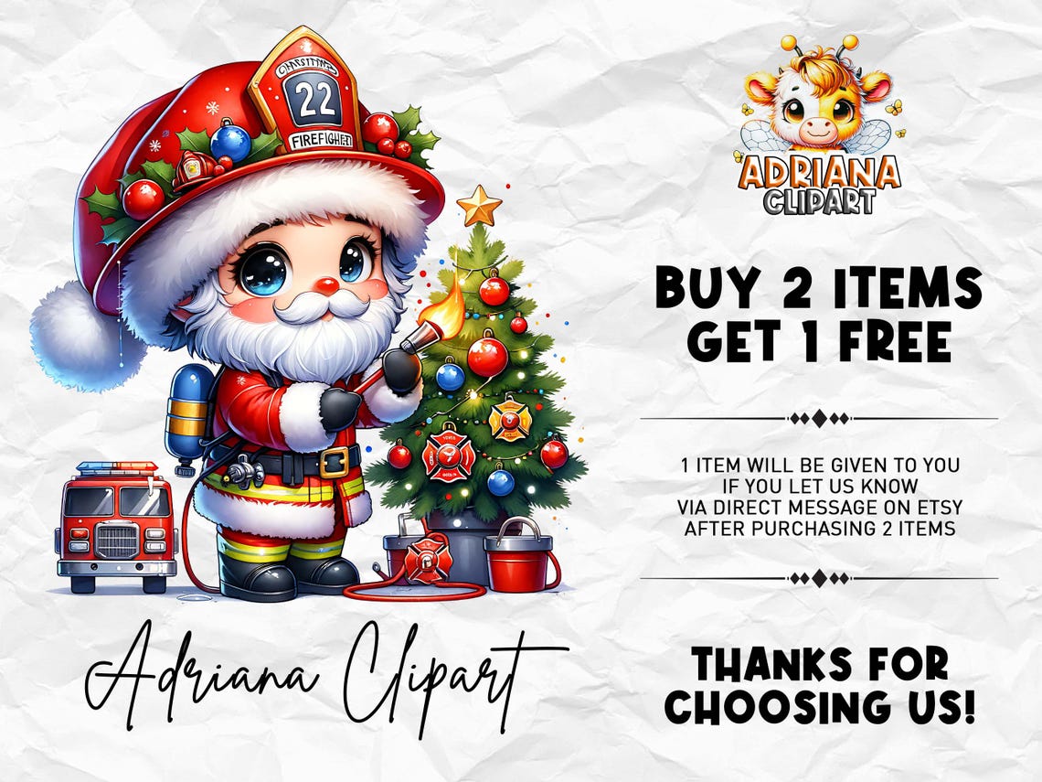 Christmas Firefighter Clipart, Cute Fireman PNG, Holiday Firefighter ...