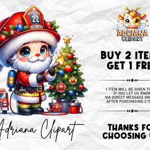 Christmas Firefighter Clipart, Cute Fireman PNG, Holiday Firefighter ...