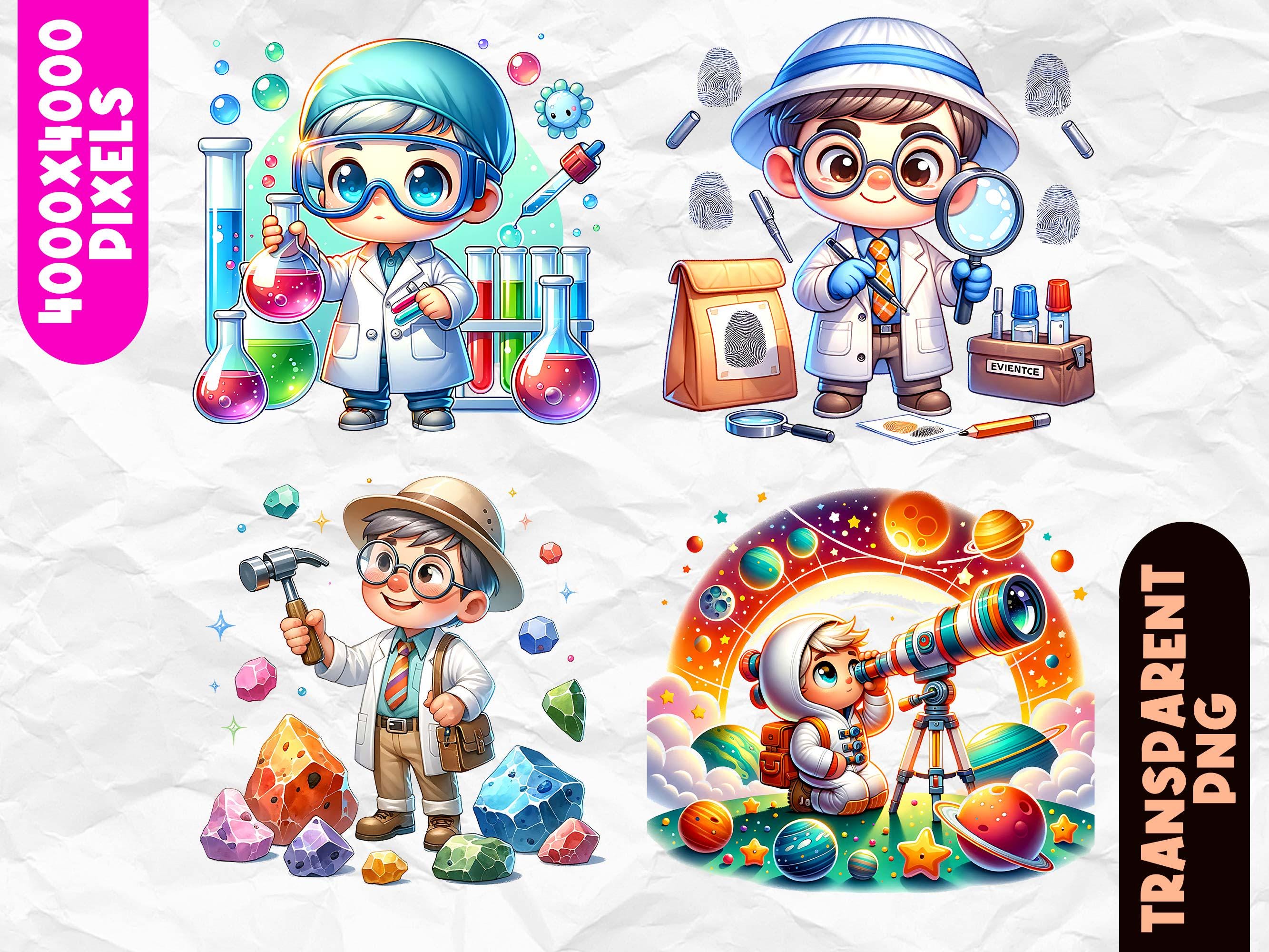 Scientist Clipart PNG, Fun Lab Clipart, Science Themed Graphics, Cute ...