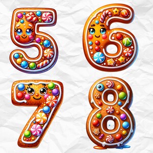Gingerbread Number Clipart, Cute Gingerbread, Holiday Number Clipart ...
